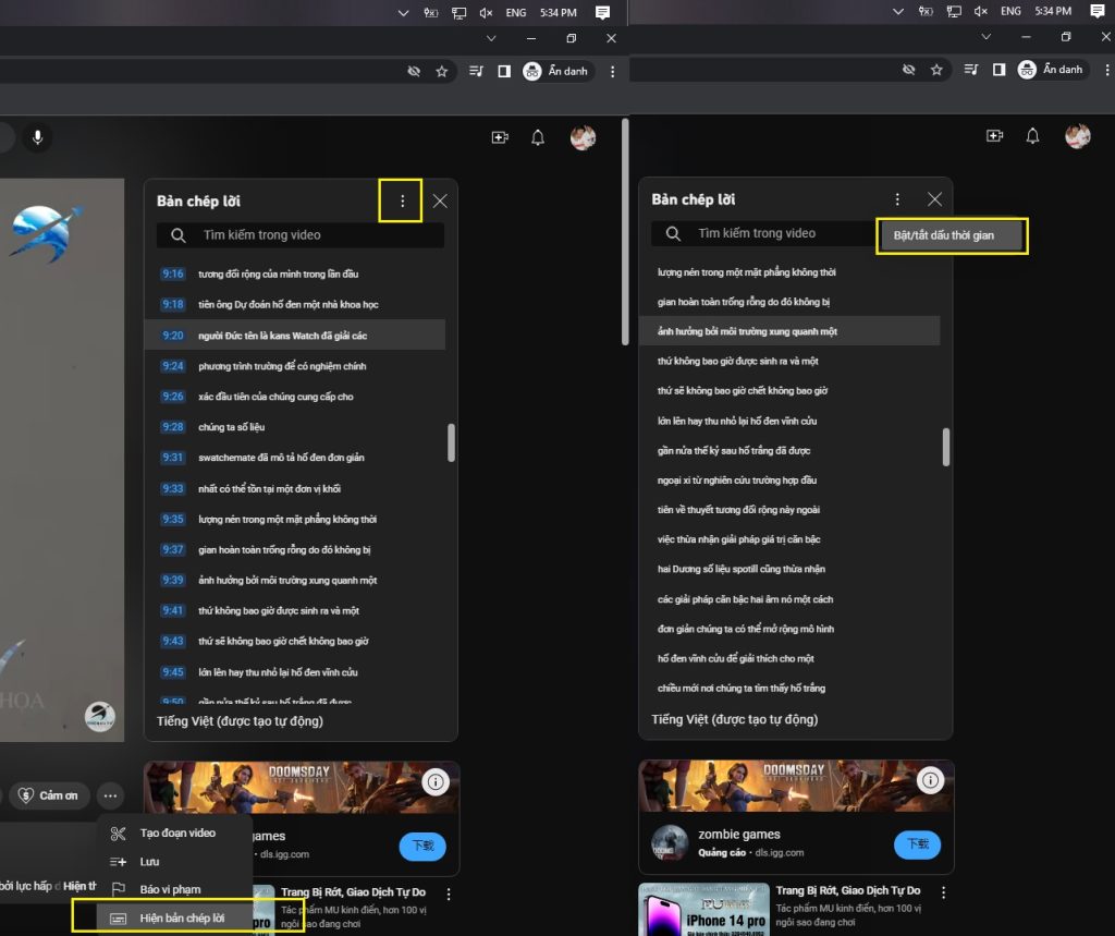 Cách lấy lời thuyết minh, lấy script và copy chữ từ video YouTube